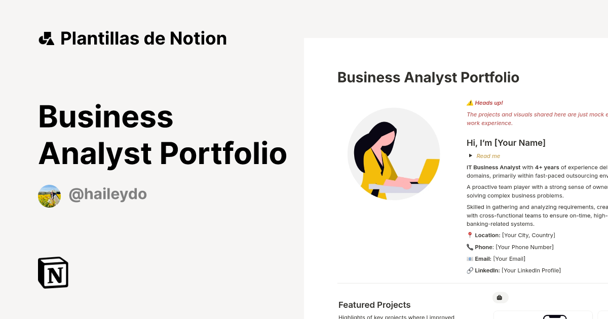 Plantilla Business Analyst Portfolio | Notion Marketplace