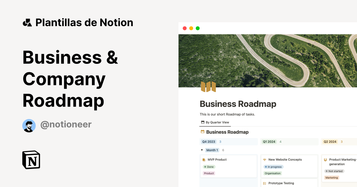 Plantilla Business & Company Roadmap de Con The Notioneer | Notion ...