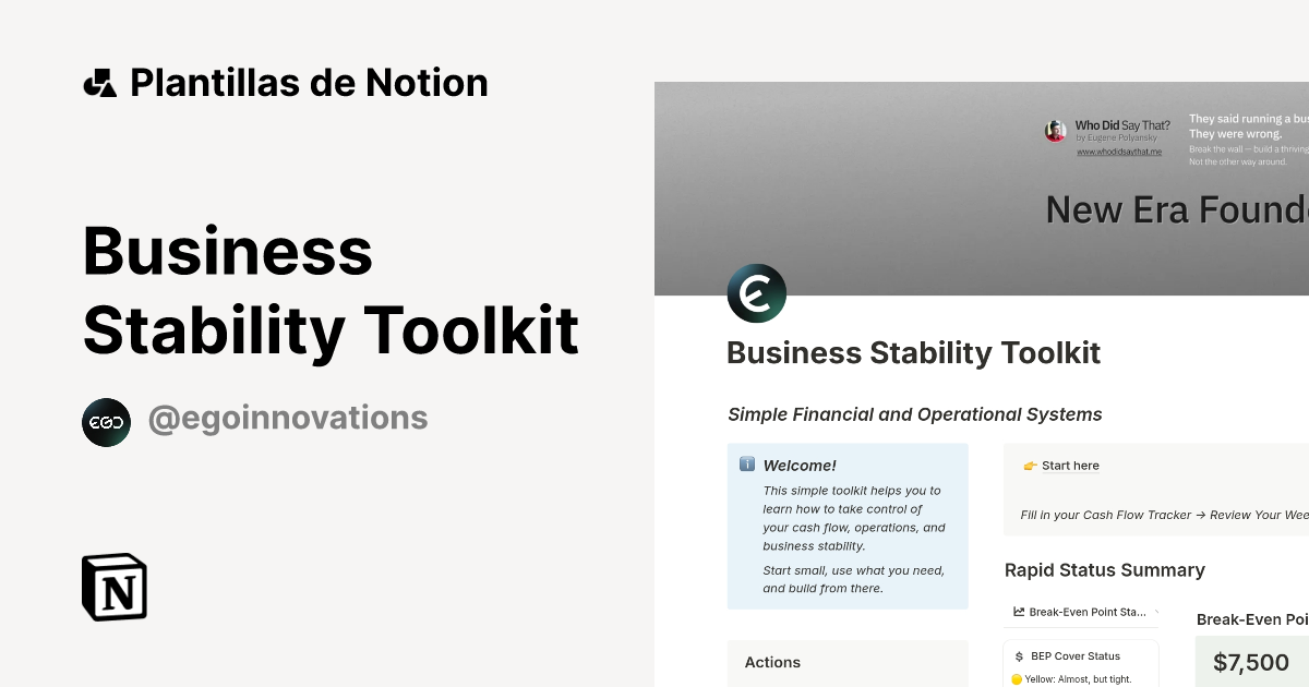 Plantilla Business Stability Toolkit | Notion Marketplace