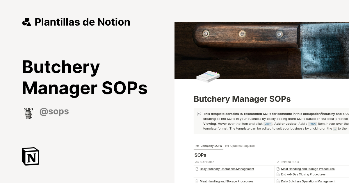 Plantilla Butchery Manager SOPs | Notion Marketplace