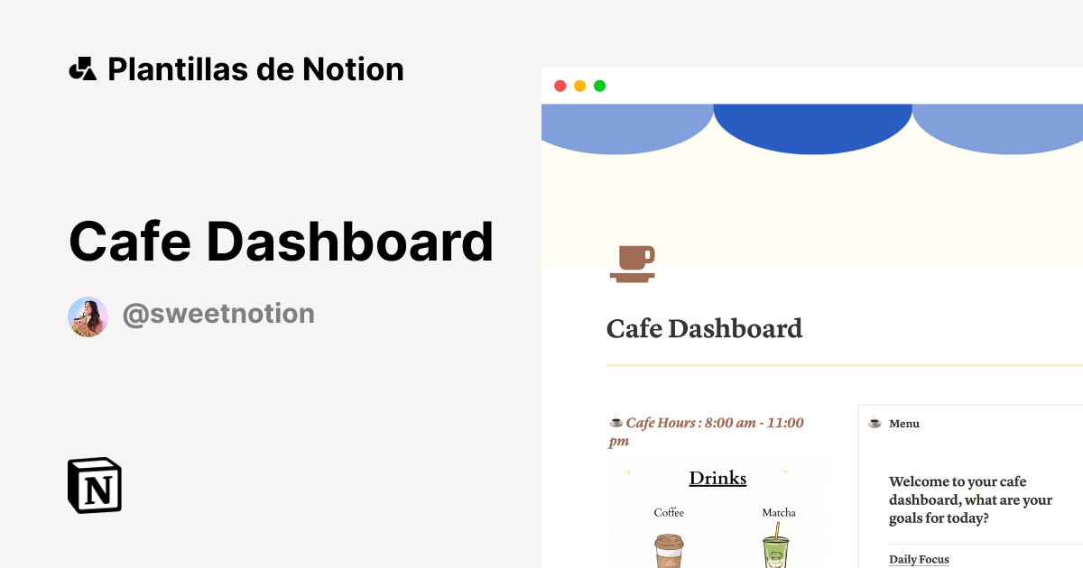 Plantilla Cafe Dashboard | Notion Marketplace