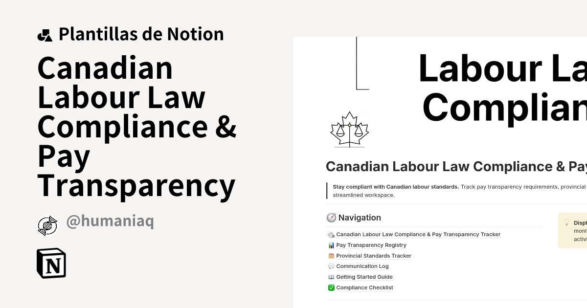 Plantilla Canadian Labour Law Compliance & Pay Transparency | Notion ...