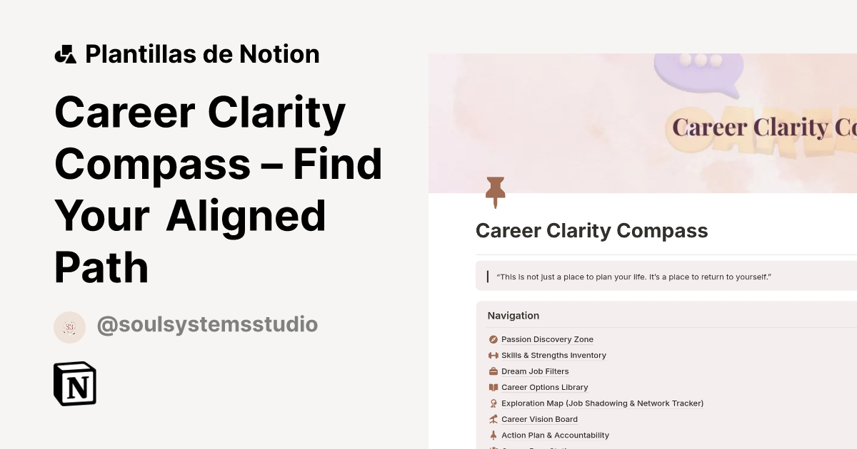 Plantilla Career Clarity Compass – Find Your Aligned Path | Notion ...