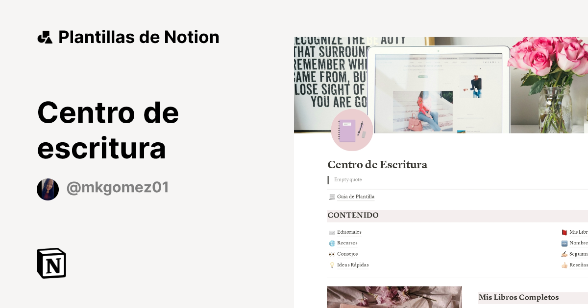 Plantilla Centro de escritura | Notion Marketplace