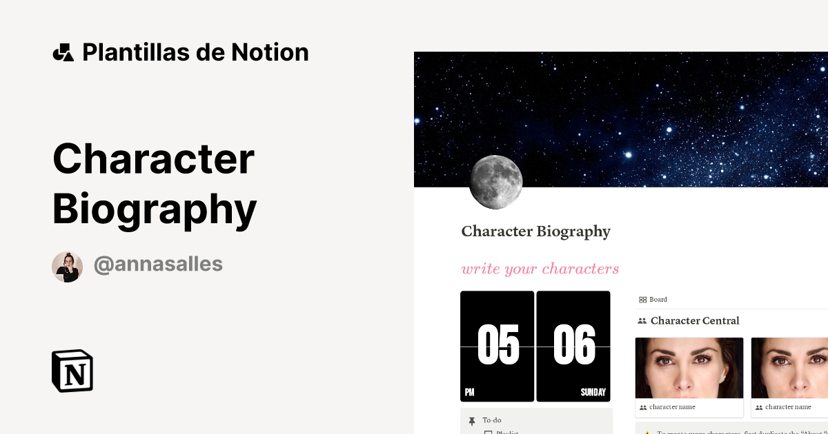 Plantilla Character Biography | Notion Marketplace