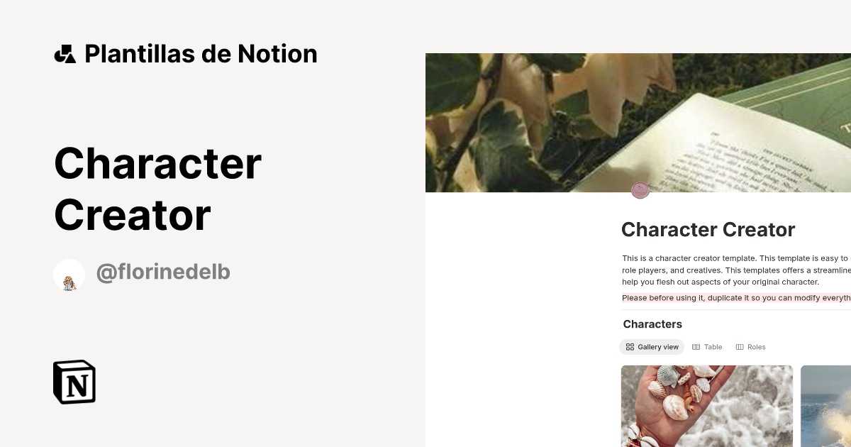 Plantilla Character Creator | Notion Marketplace