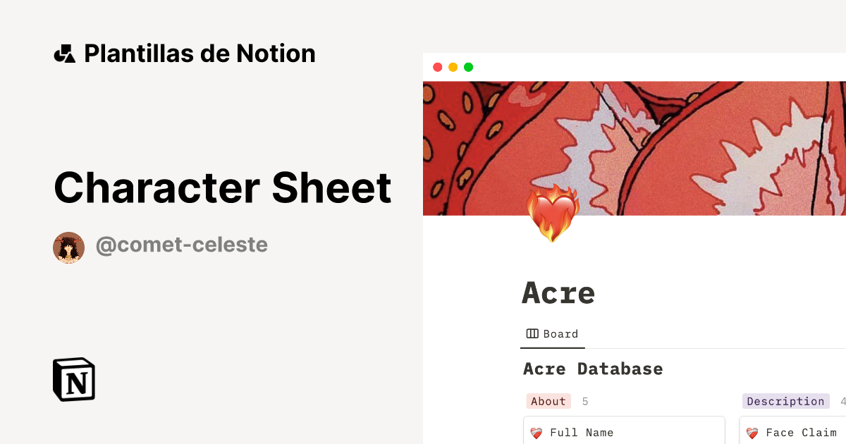 Plantilla Character Sheet | Notion Marketplace