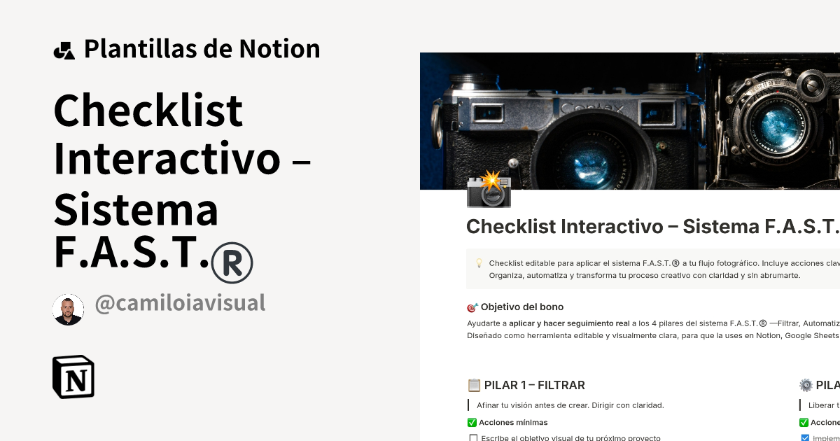 Plantilla Checklist Interactivo – Sistema F.A.S.T.® | Notion Marketplace