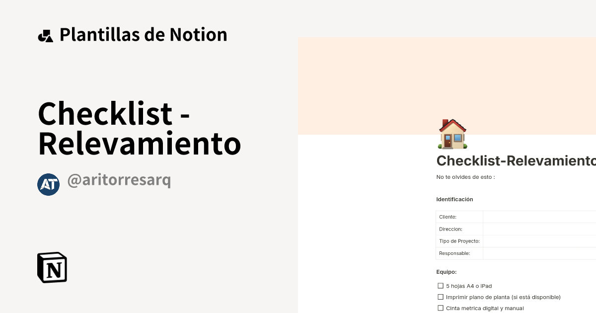 Plantilla Checklist - Relevamiento | Notion Marketplace