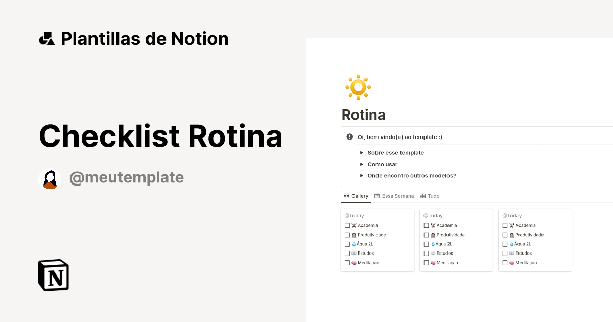 Plantilla Checklist Rotina | Notion Marketplace