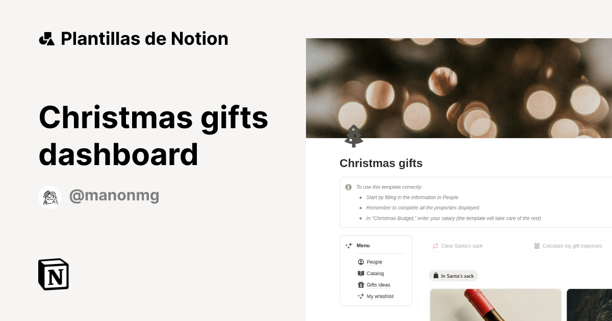 Plantilla Christmas gifts dashboard | Notion Marketplace