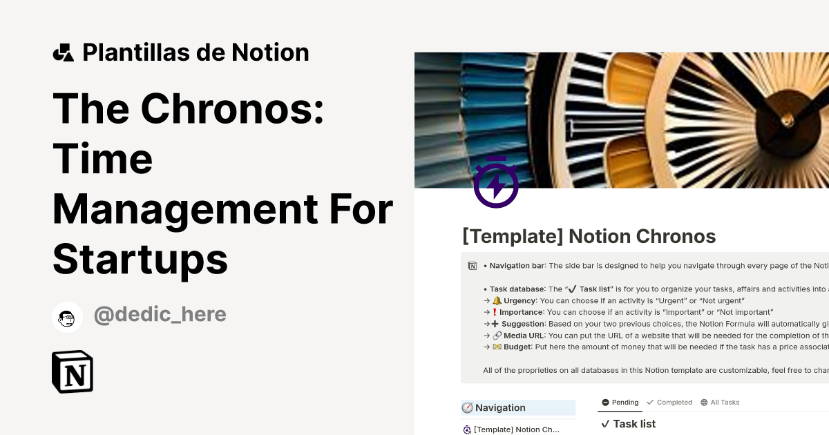 Plantilla The Chronos: Time Management For Startups | Notion Marketplace