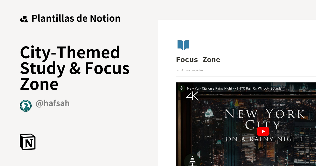 Plantilla City-Themed Study & Focus Zone | Notion Marketplace
