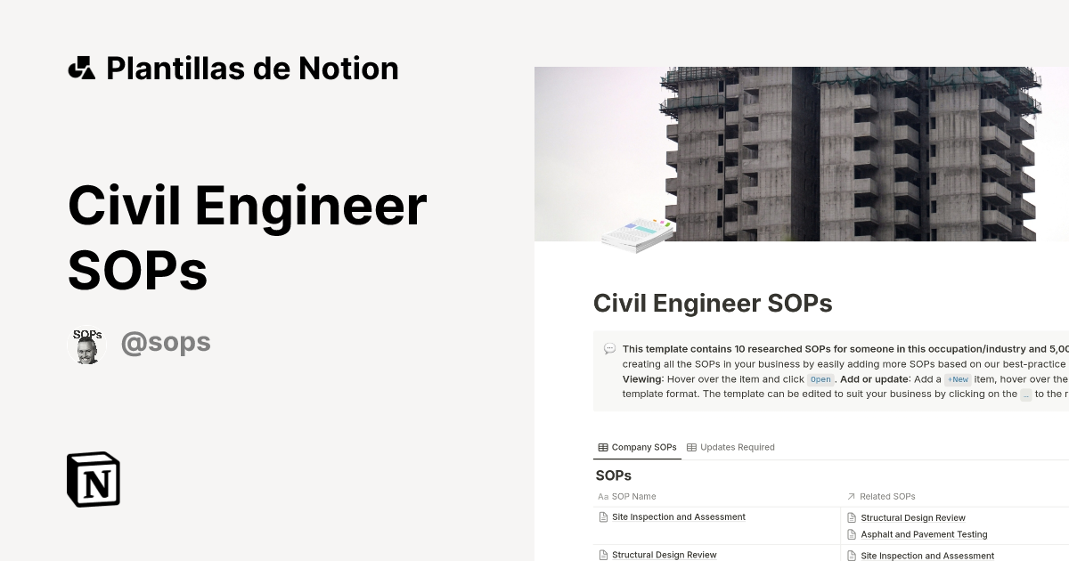Plantilla Civil Engineer SOPs | Notion Marketplace