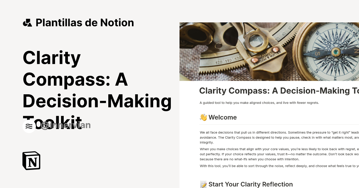 Plantilla Clarity Compass: A Decision-Making Toolkit de Innervian ...