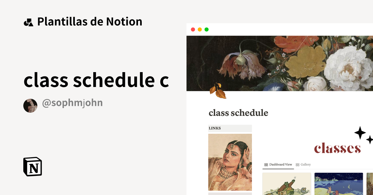 Plantilla class schedule c de soph | Notion Marketplace