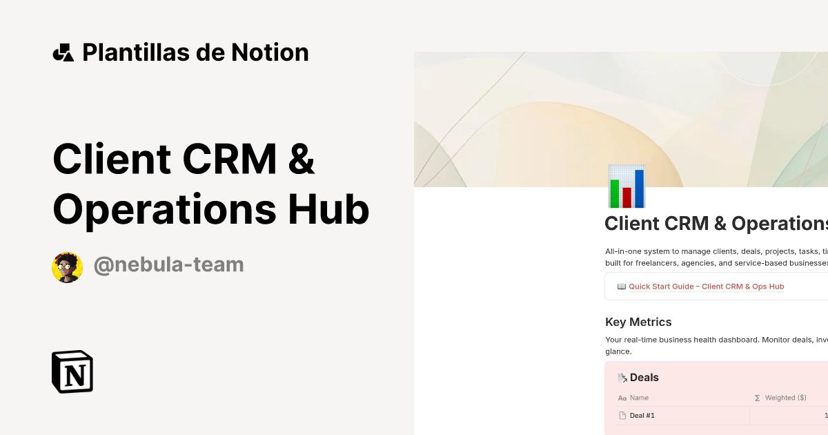 Plantilla Client CRM & Operations Hub | Notion Marketplace