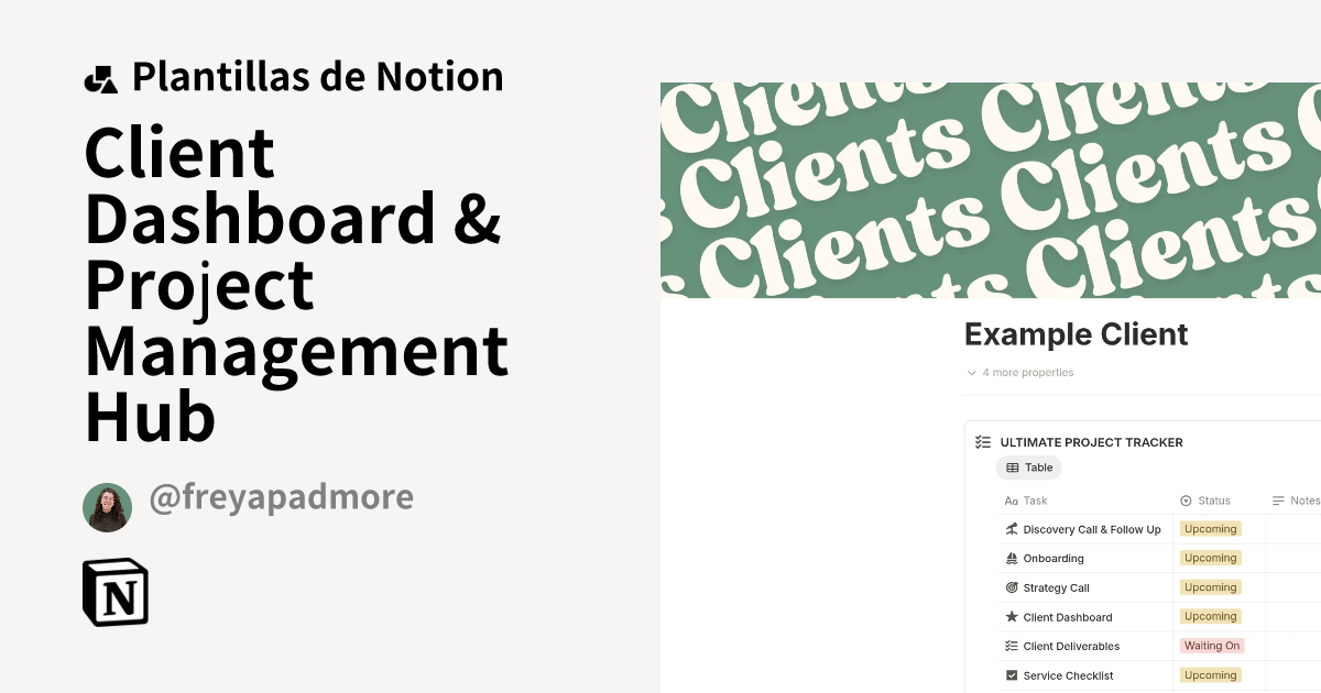 Plantilla Client Dashboard & Project Management Hub | Notion Marketplace
