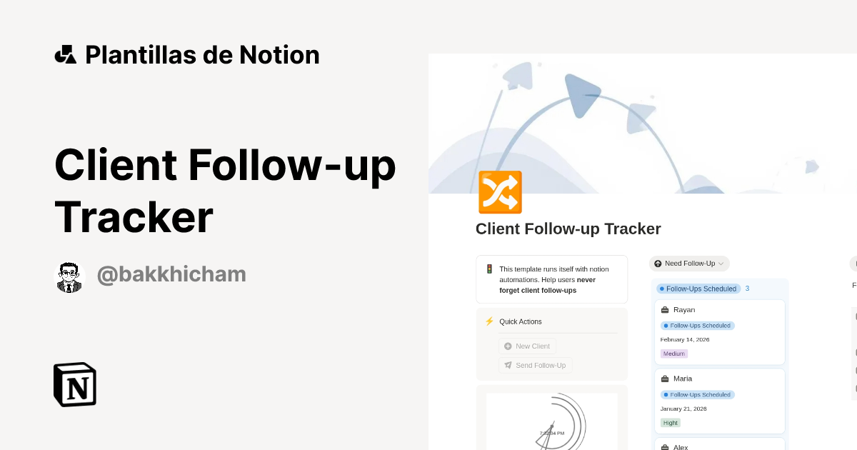Plantilla Client Follow-up Tracker | Notion Marketplace