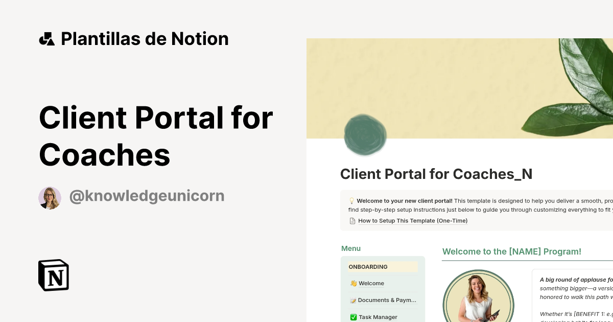 Plantilla Client Portal for Coaches | Notion Marketplace