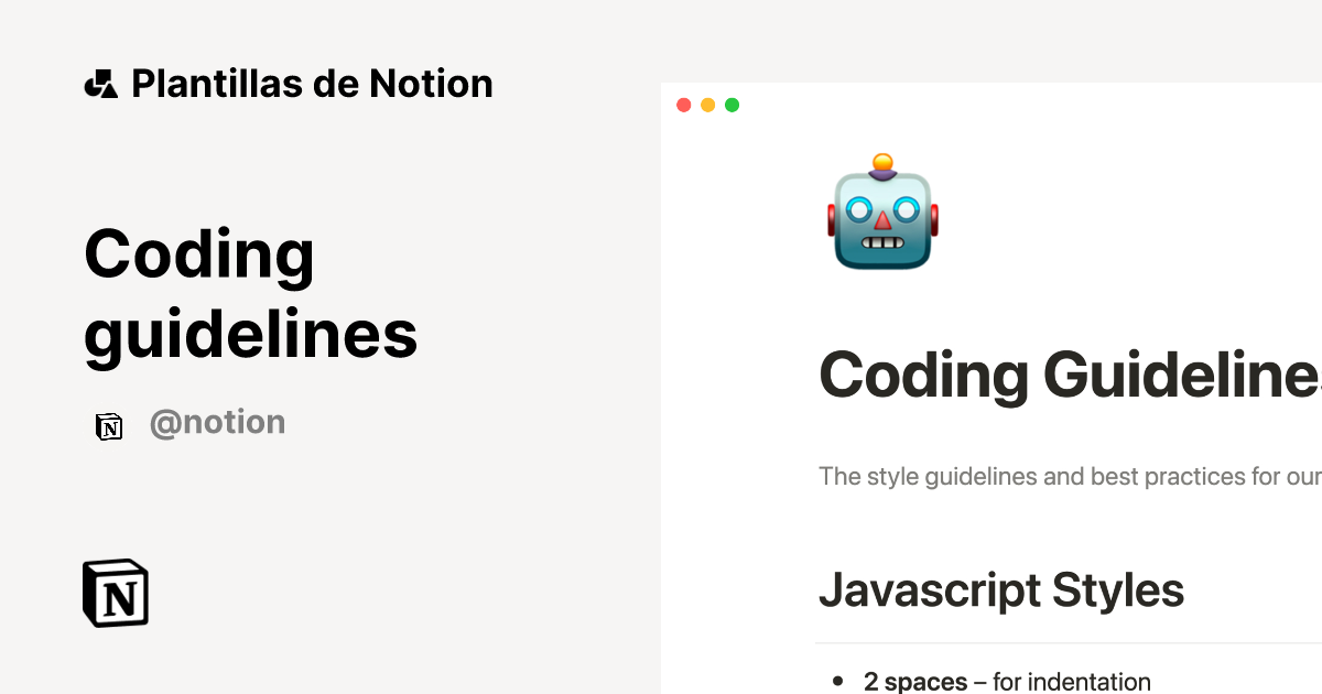 Plantilla Coding guidelines de Notion | Notion Marketplace