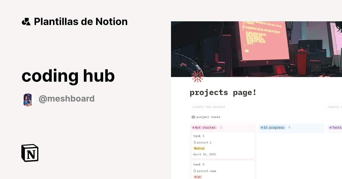 Plantilla coding hub | Notion Marketplace