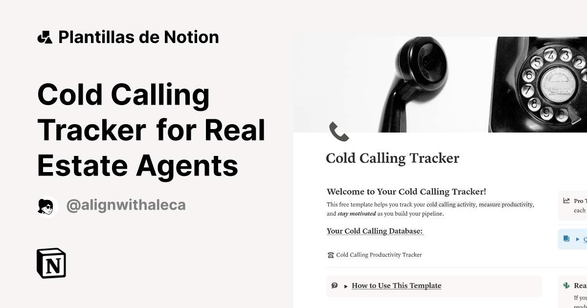 Plantilla Cold Calling Tracker for Real Estate Agents de Align with ...