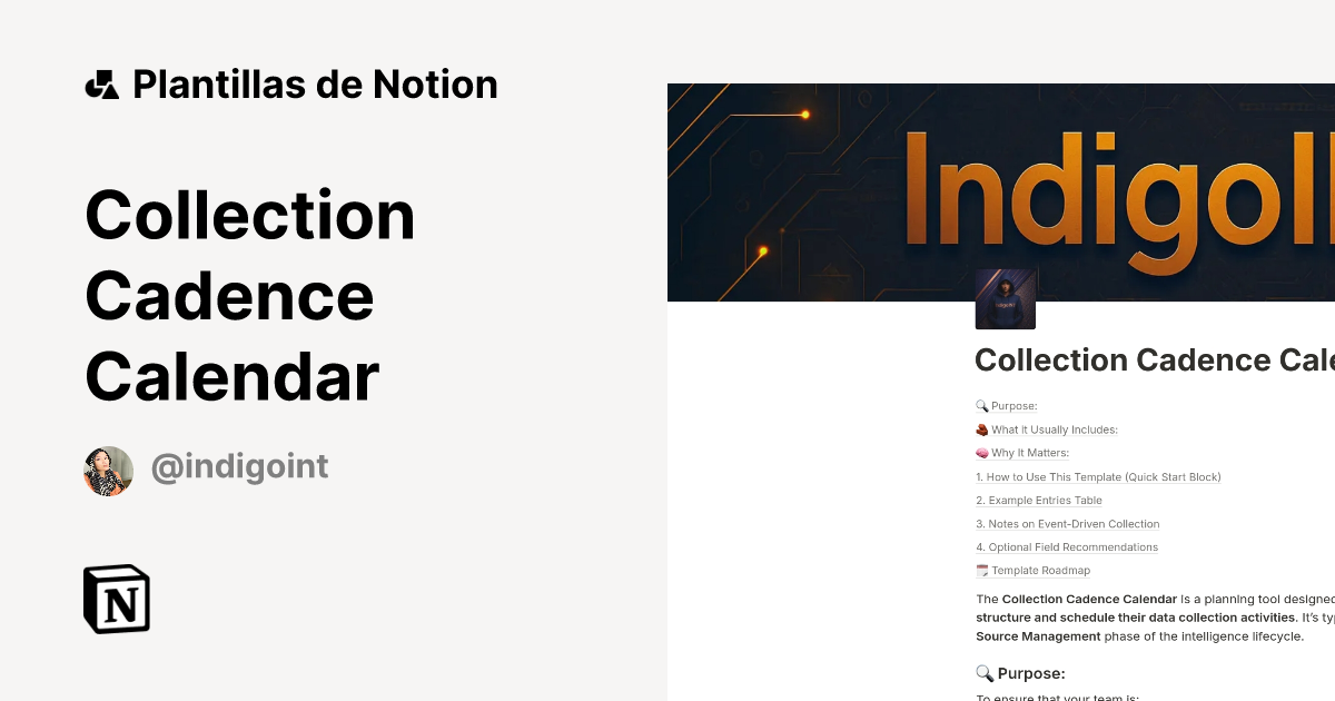 Plantilla Collection Cadence Calendar | Notion Marketplace