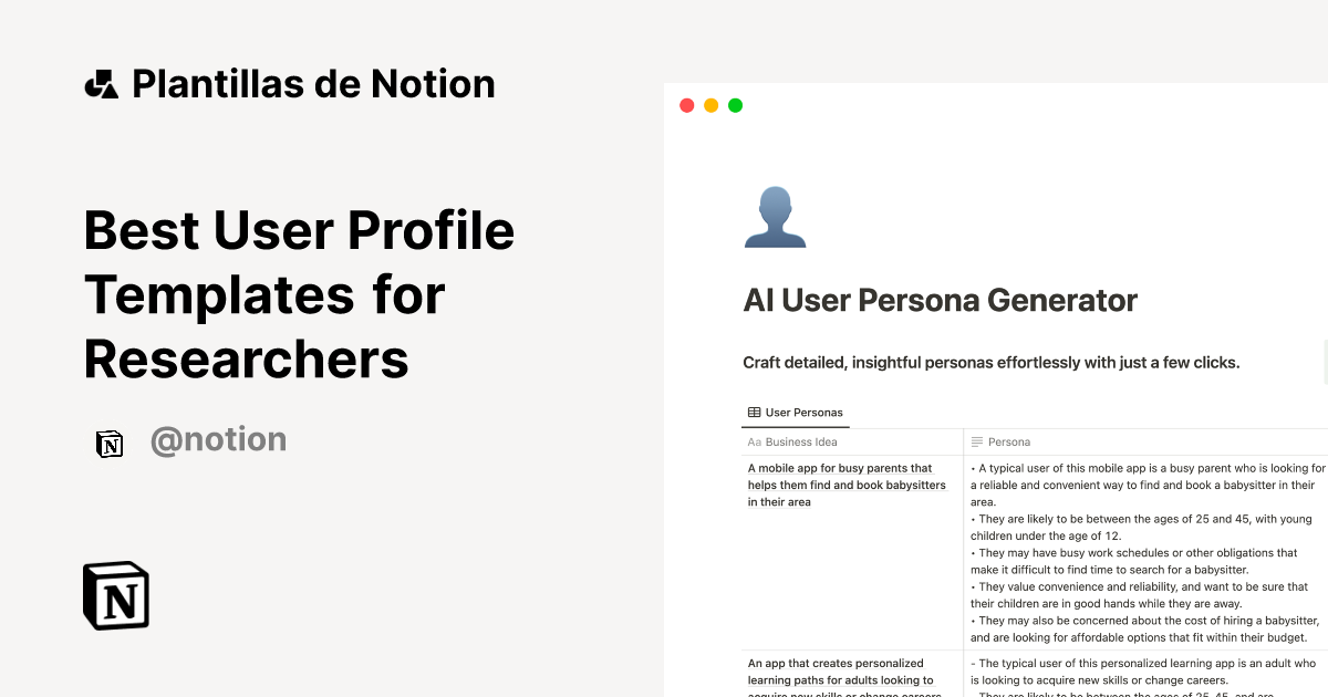 Best User Profile Templates for Researchers | Plantillas de Notion ...