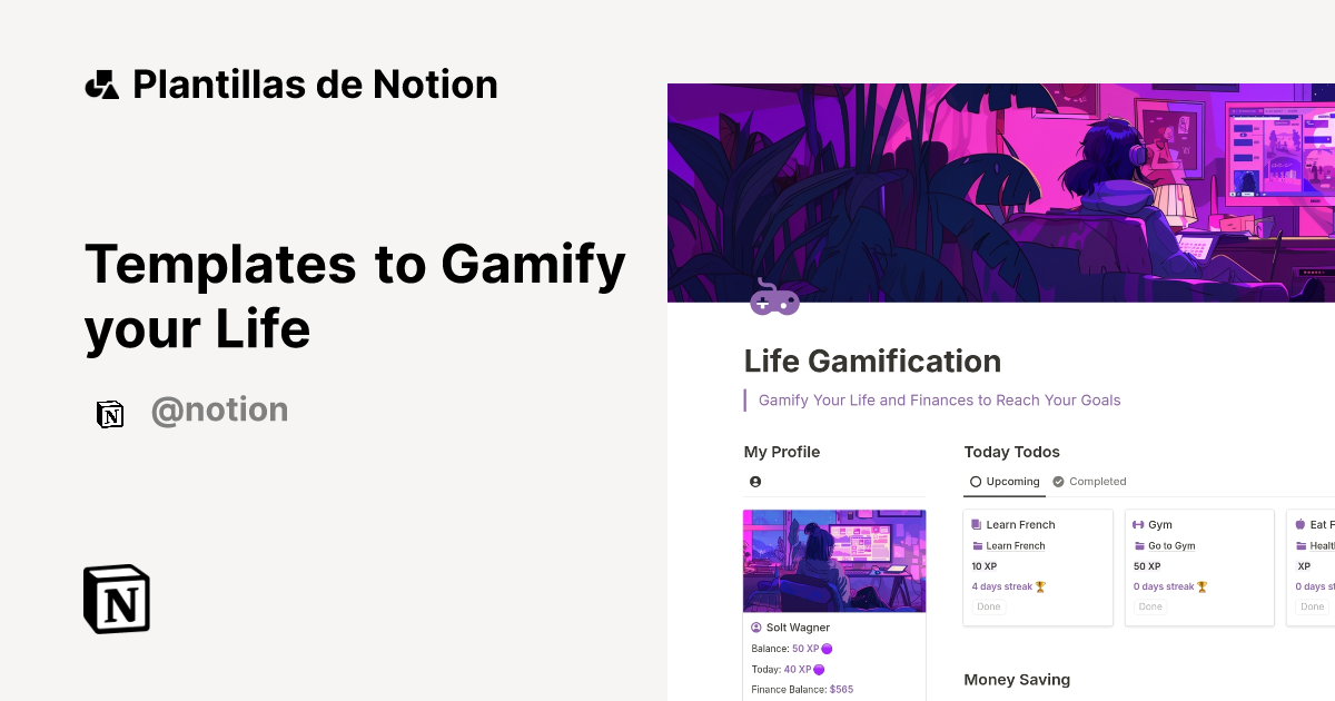 Templates to Gamify your Life | Plantillas de Notion Marketplace