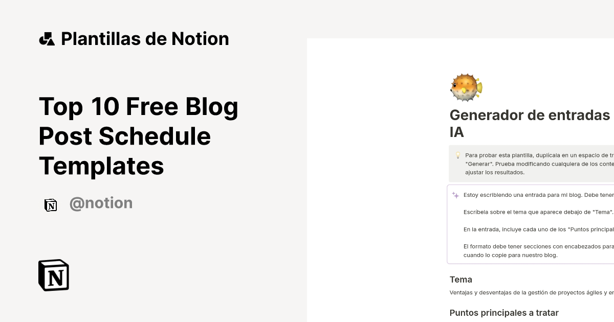 Top 10 Free Blog Post Schedule Templates | Plantillas de Notion Marketplace