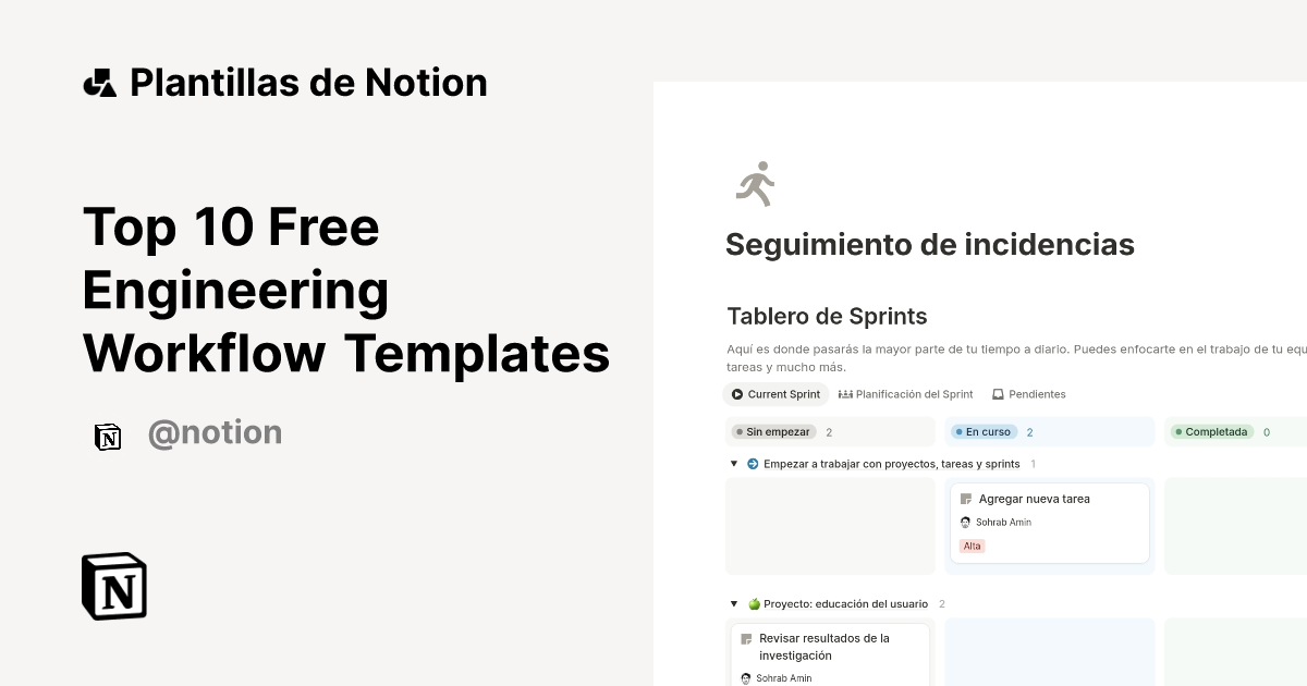 Top 10 Free Engineering Workflow Templates | Plantillas de Notion ...