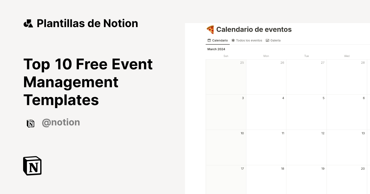 Top 10 Free Event Management Templates | Plantillas de Notion Marketplace