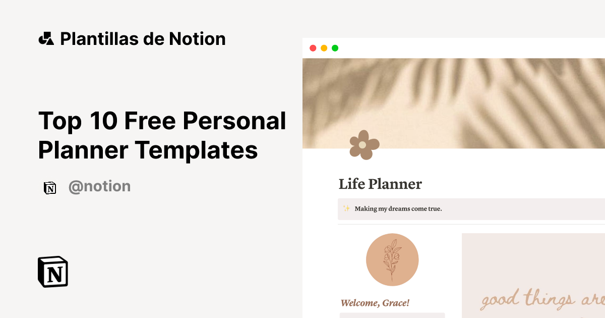 Top 10 Free Personal Planner Templates | Plantillas de Notion Marketplace