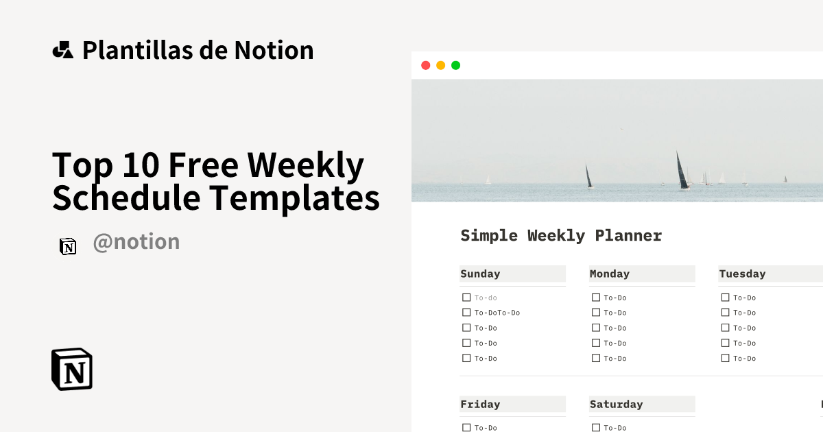 Top 10 Free Weekly Schedule Templates | Plantillas de Notion Marketplace
