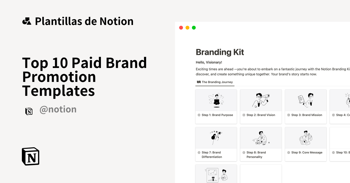 Top 10 Paid Brand Promotion Templates | Plantillas de Notion Marketplace