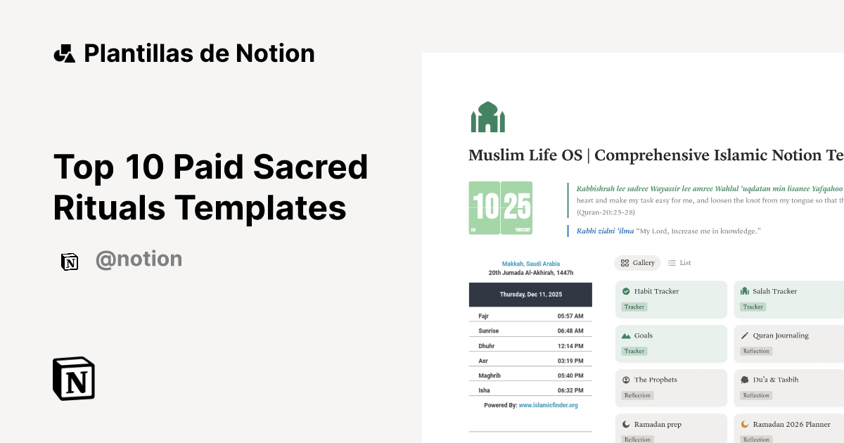 Top 10 Paid Sacred Rituals Templates | Plantillas de Notion Marketplace