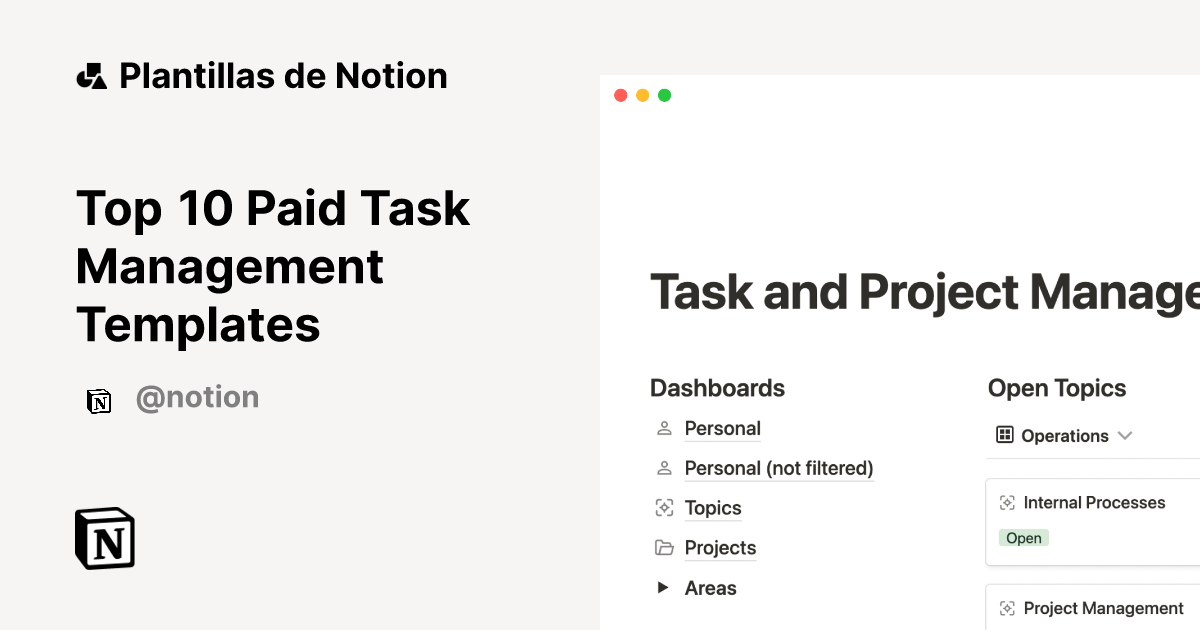 Top 10 Paid Task Management Templates | Plantillas de Notion Marketplace
