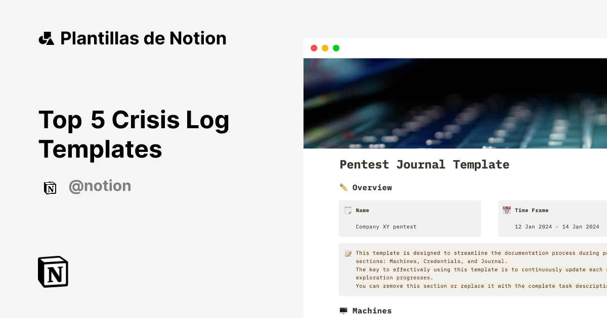 Top 5 Crisis Log Templates | Plantillas de Notion Marketplace