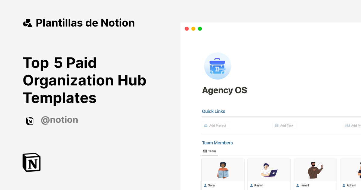 Top 5 Paid Organization Hub Templates | Plantillas de Notion Marketplace