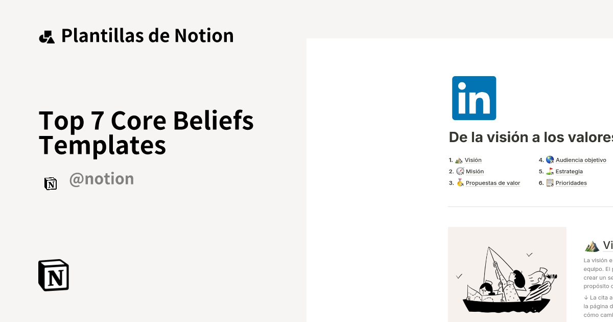 Top 7 Core Beliefs Templates | Plantillas de Notion Marketplace