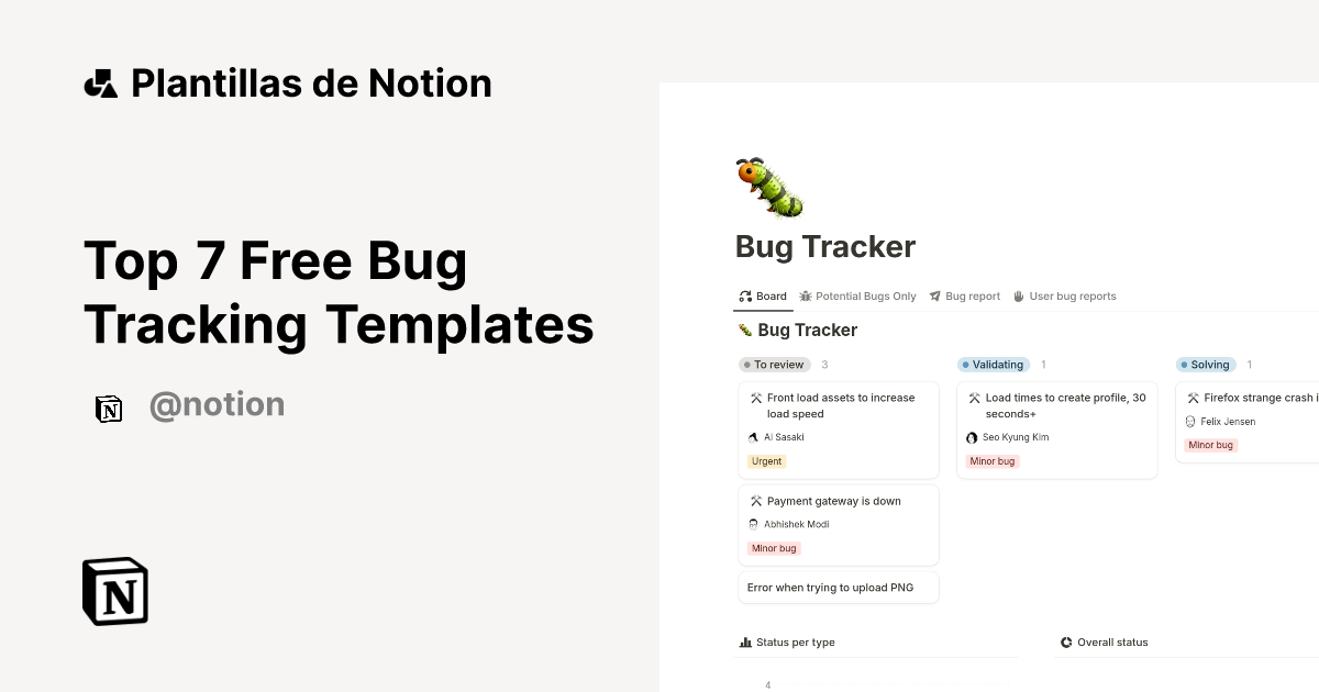 Top 7 Free Bug Tracking Templates | Plantillas de Notion Marketplace
