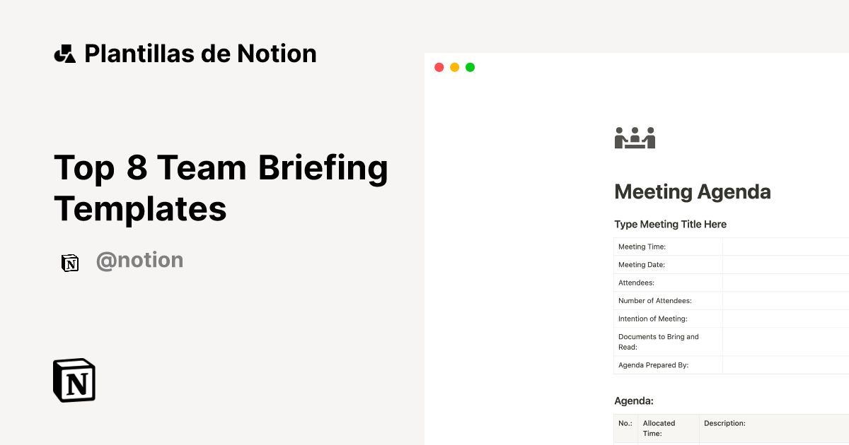Top 8 Team Briefing Templates | Plantillas de Notion Marketplace