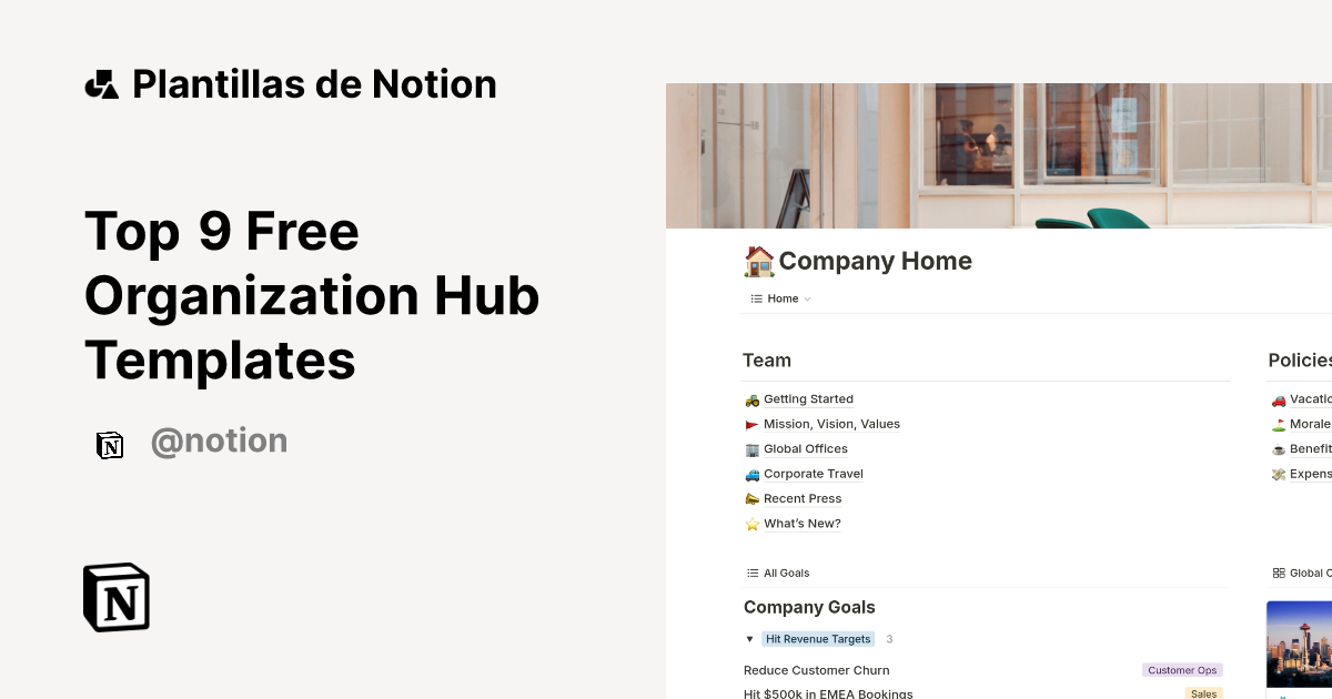 Top 9 Free Organization Hub Templates | Plantillas de Notion Marketplace
