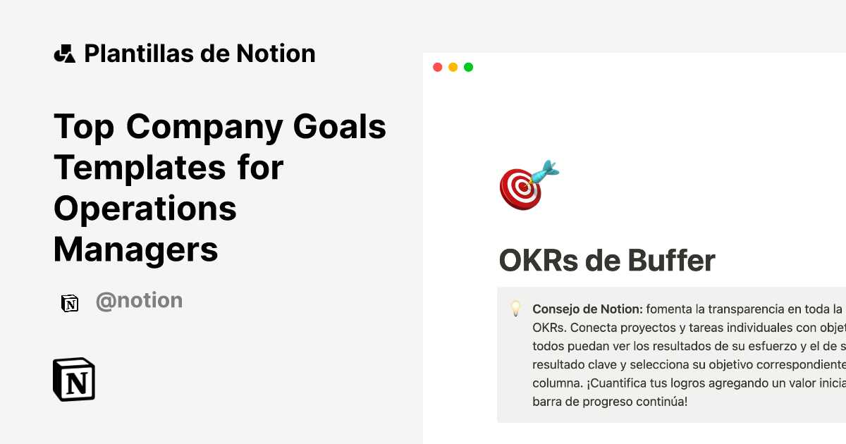 Top Company Goals Templates for Operations Managers | Plantillas de ...