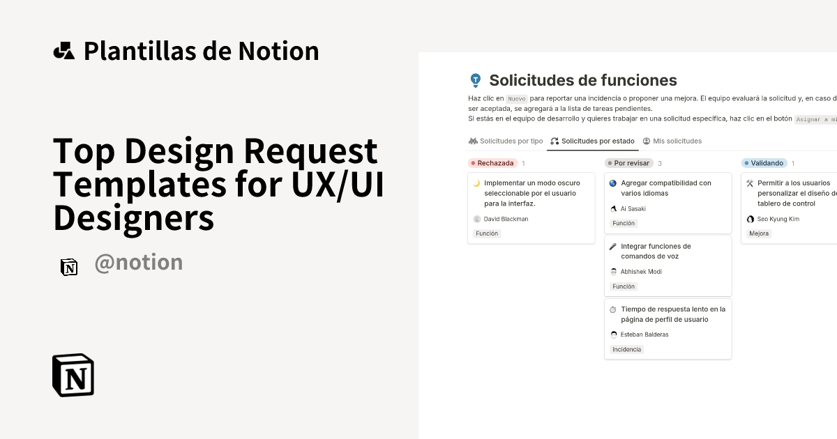 Top Design Request Templates for UX/UI Designers | Plantillas de Notion ...