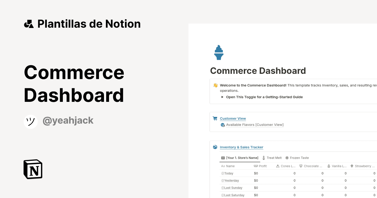 Plantilla Commerce Dashboard | Notion Marketplace