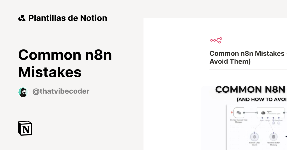 Plantilla Common n8n Mistakes | Notion Marketplace