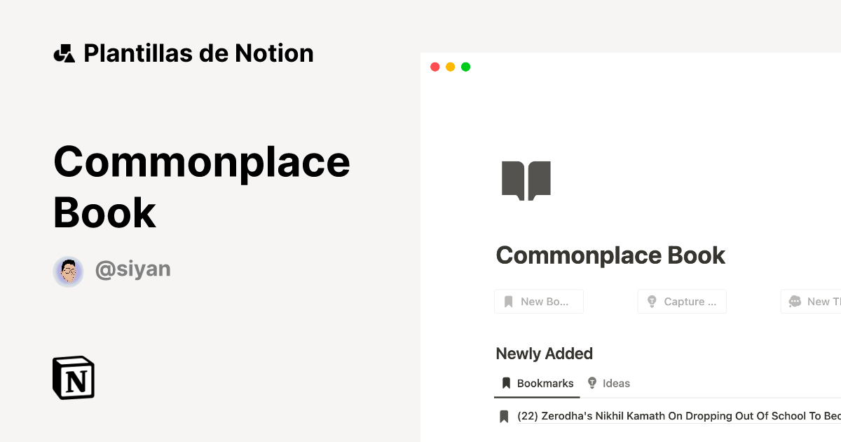 Plantilla Commonplace Book | Notion Marketplace