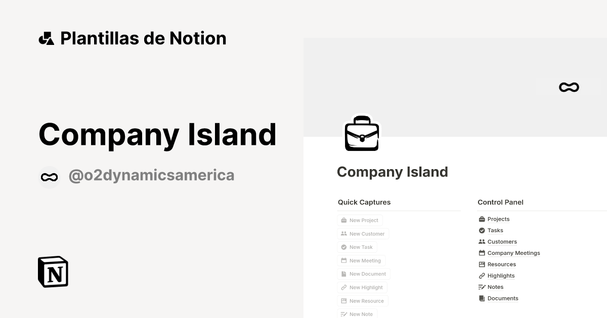 Plantilla Company Island de O2 Dynamics English | Notion Marketplace